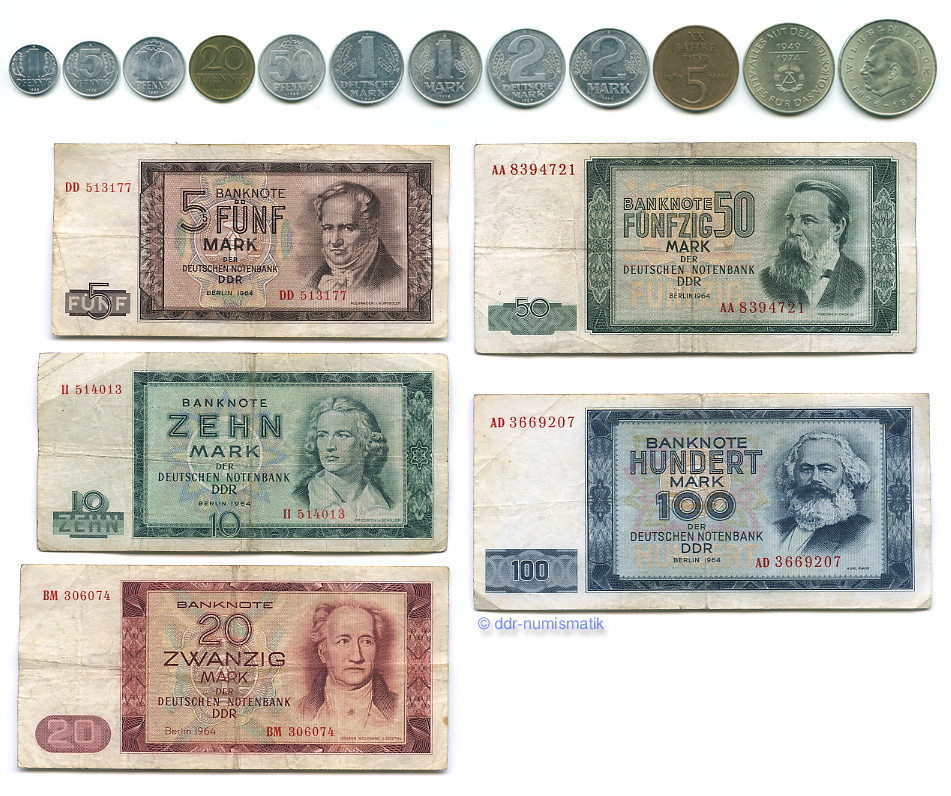 Das DDR-Geld der 60er/70er Jahre__1 Pfennig bis 100 Mark *** Kompletter ...